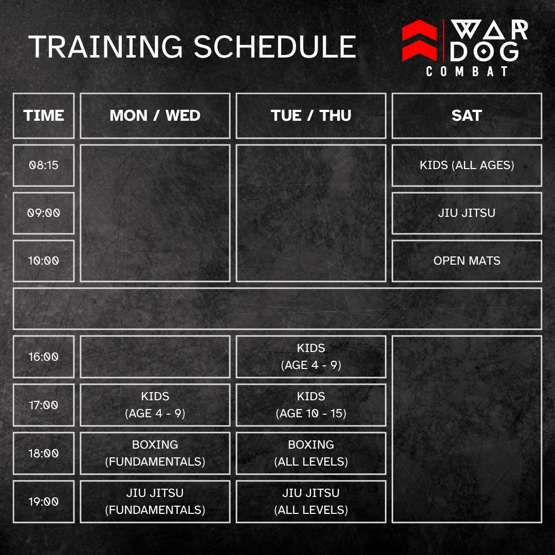 Training Schedule - War Dog Combat